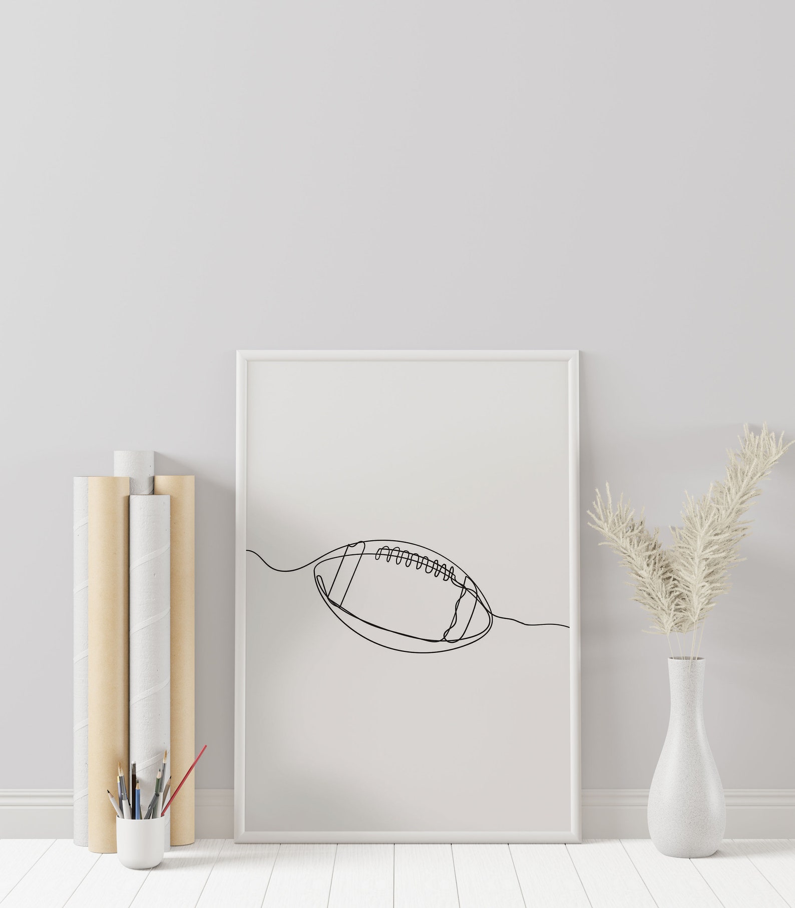 Minimalist American Football Line Art Digital Download Sport | Etsy