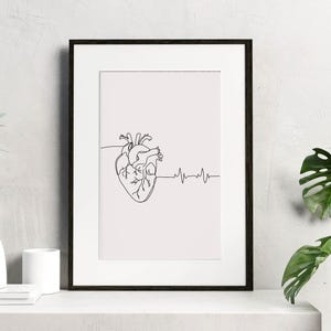Minimalist Cardiologist Line Art, Digital Download, Physician Print ...