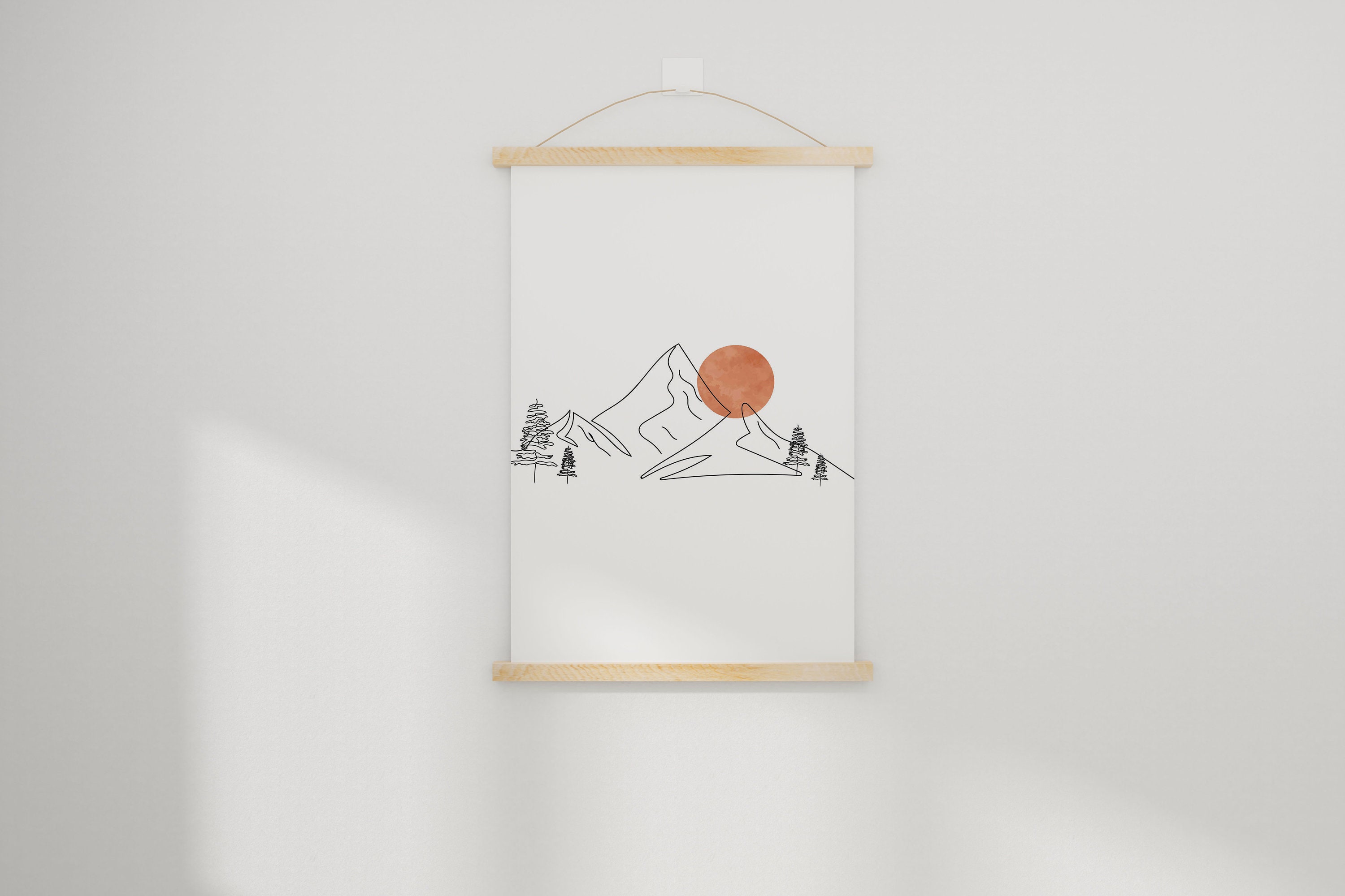 Minimalist Mountain Line Art , Printable Wall Art, Digital Download ...