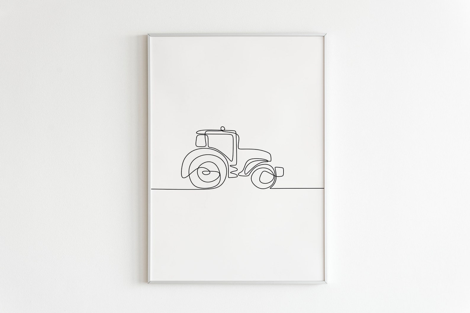 Minimalist Tractor Line Art Digital Download Transportation - Etsy