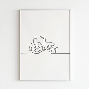 Minimalist Tractor Line Art Digital Download Transportation - Etsy