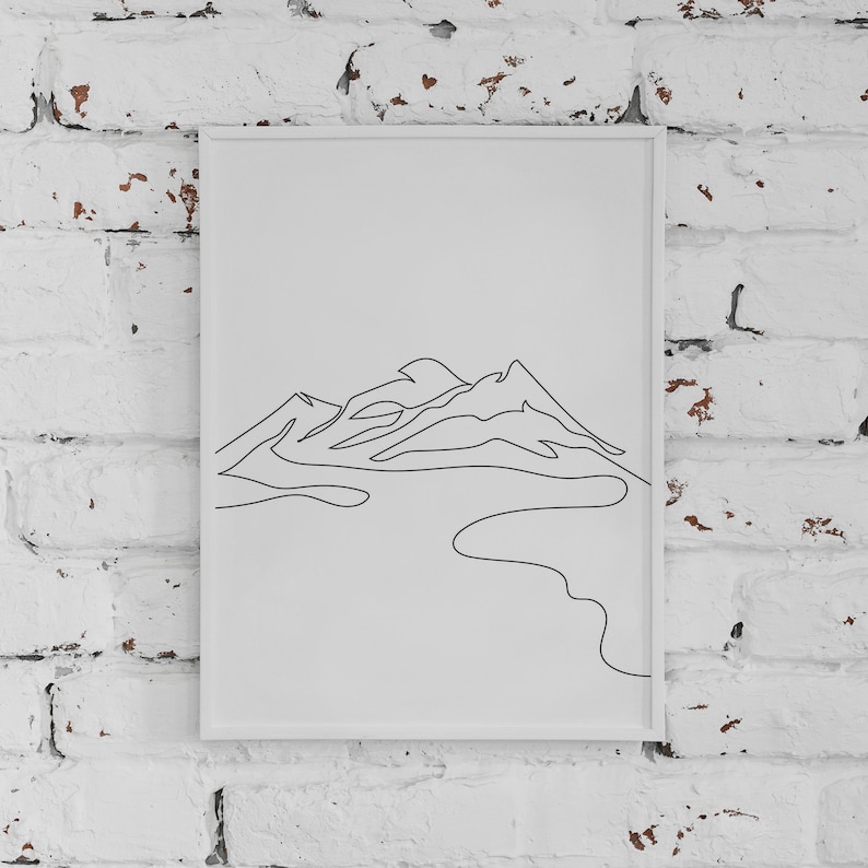Minimalist Mountain Line Art digital Download Landscape - Etsy