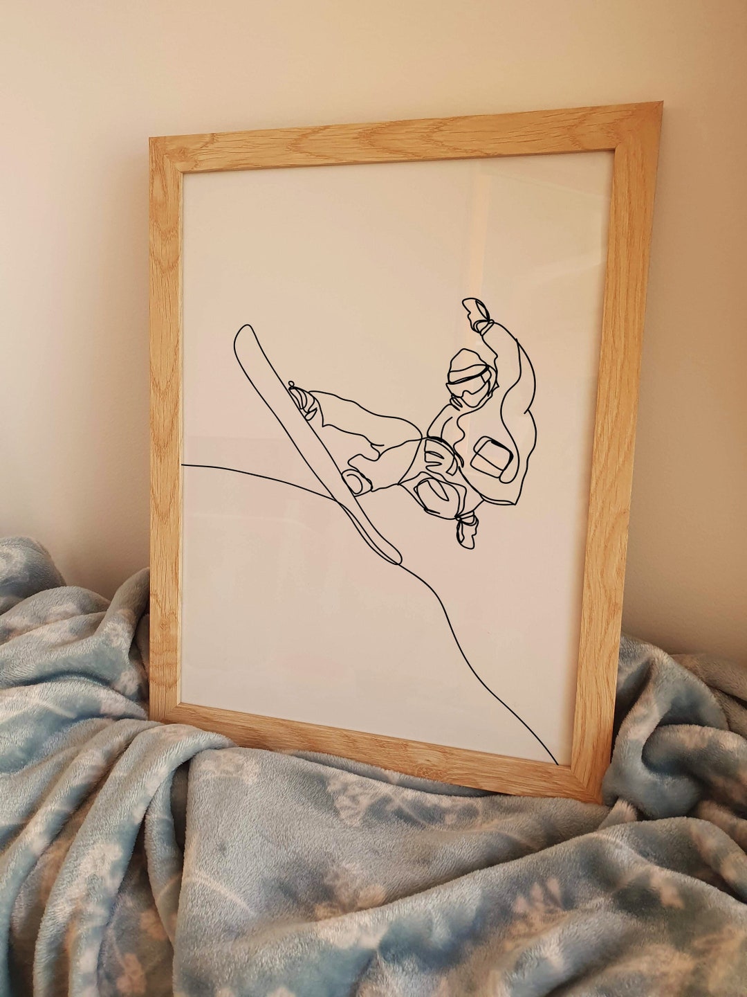 Minimalist Snowboard Line Art Print, Winter Sport Wall Decoration ...