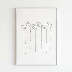 Minimalist Golf Clubs Line Art, Digital Download, Sport Print, Simple ...