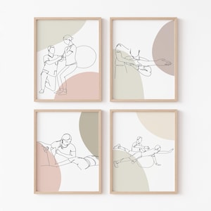 Minimalist Sport Therapy Gallery Set of 4 Drawings, Line Art Print ...