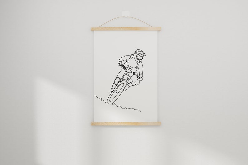 Minimalist Mountain Bike Line Art, Digital Download, MTB Print, Extreme ...