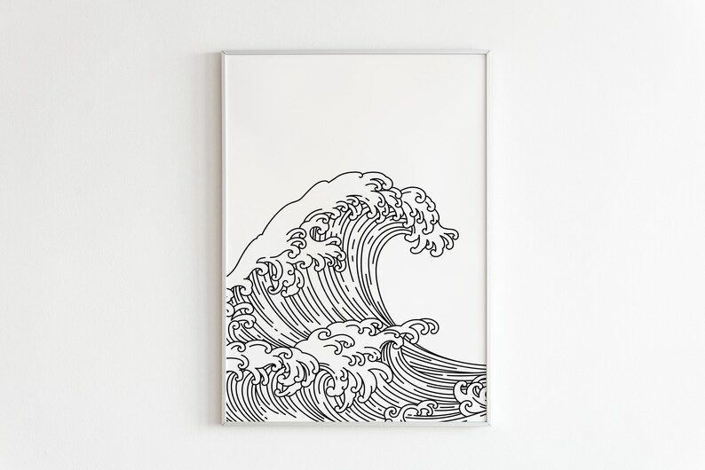 Minimalist Wave Line Art Digital Download Ocean Waves Simple - Etsy