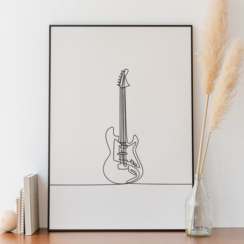 Guitar Line Drawing Minimalist Guitar Music Print Friends - Etsy