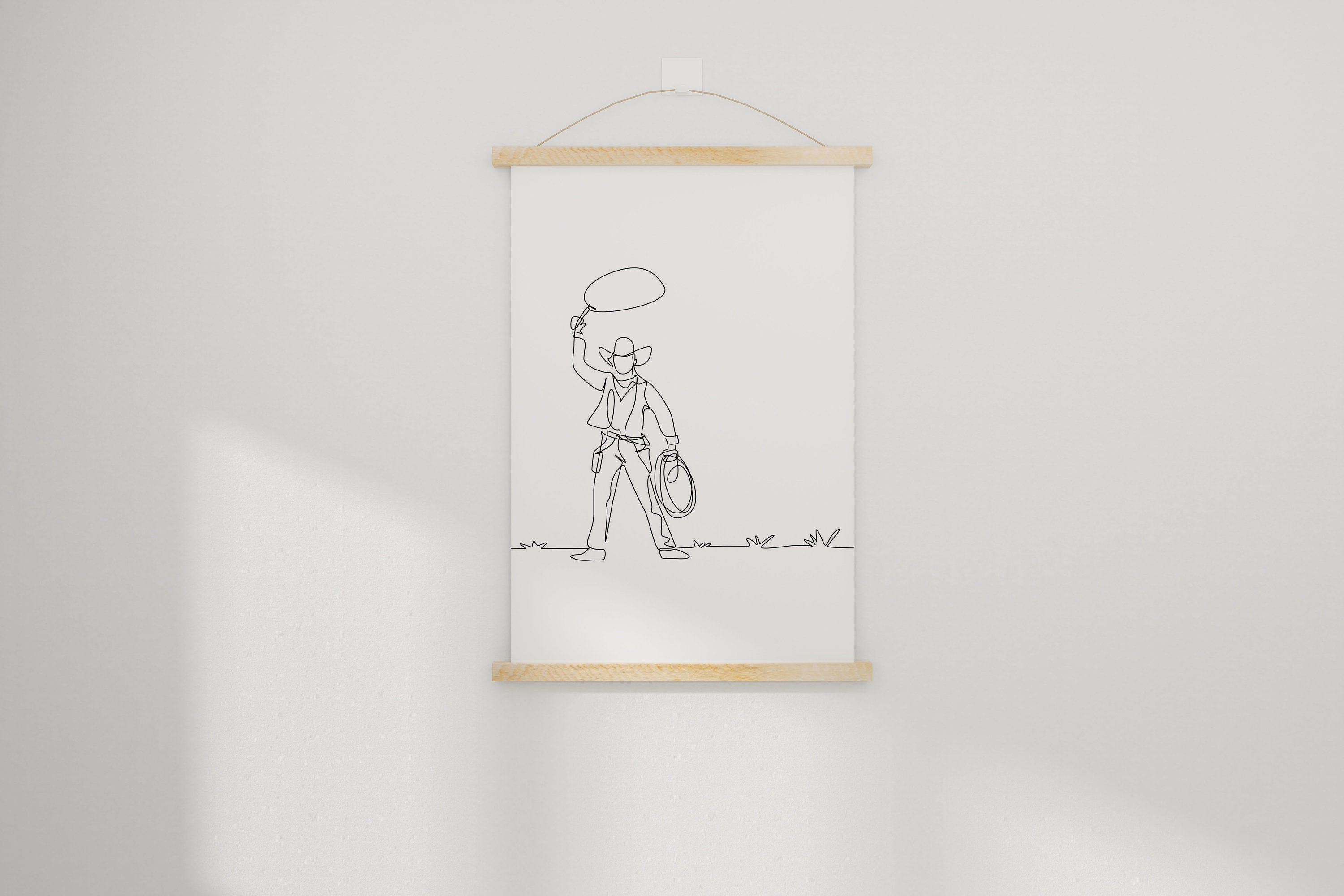 Minimalist Cowboy Line Art Digital Download Horse Rider - Etsy