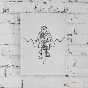 Minimalist Mountain Bike Line Art, Digital Download, MTB Print, Extreme ...