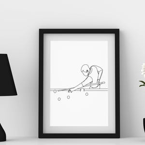 Minimalist Billiard Line Art, Digital Download, Pool Table Print ...