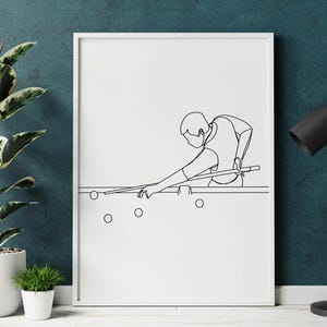 Minimalist Billiard Line Art, Digital Download, Pool Table Print ...