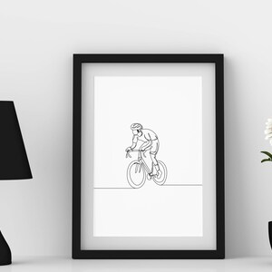 Minimalist Cyclist Line Art, Biking Wall Art, Digital Download, Bike ...