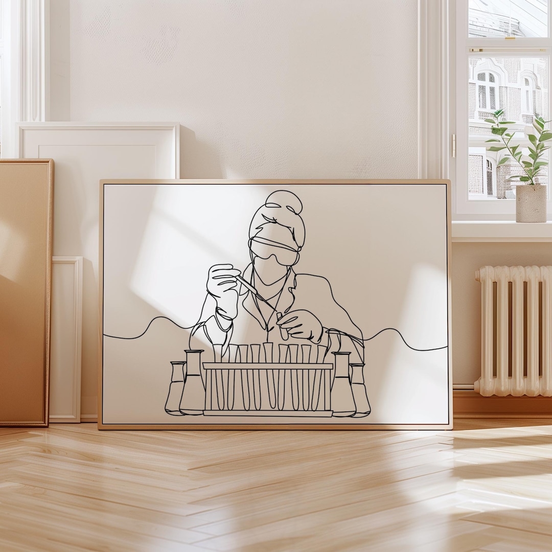 Minimalist Science Lab Line Art, Poster, Digital Download, Biology ...
