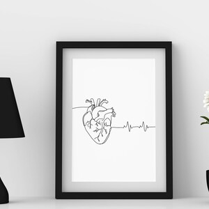 Minimalist Cardiologist Line Art, Digital Download, Physician Print ...