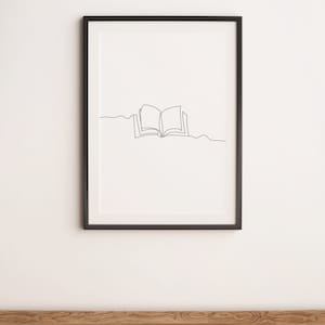 Minimalist Book Line Art, Digital Download, Books Outline Drawing ...