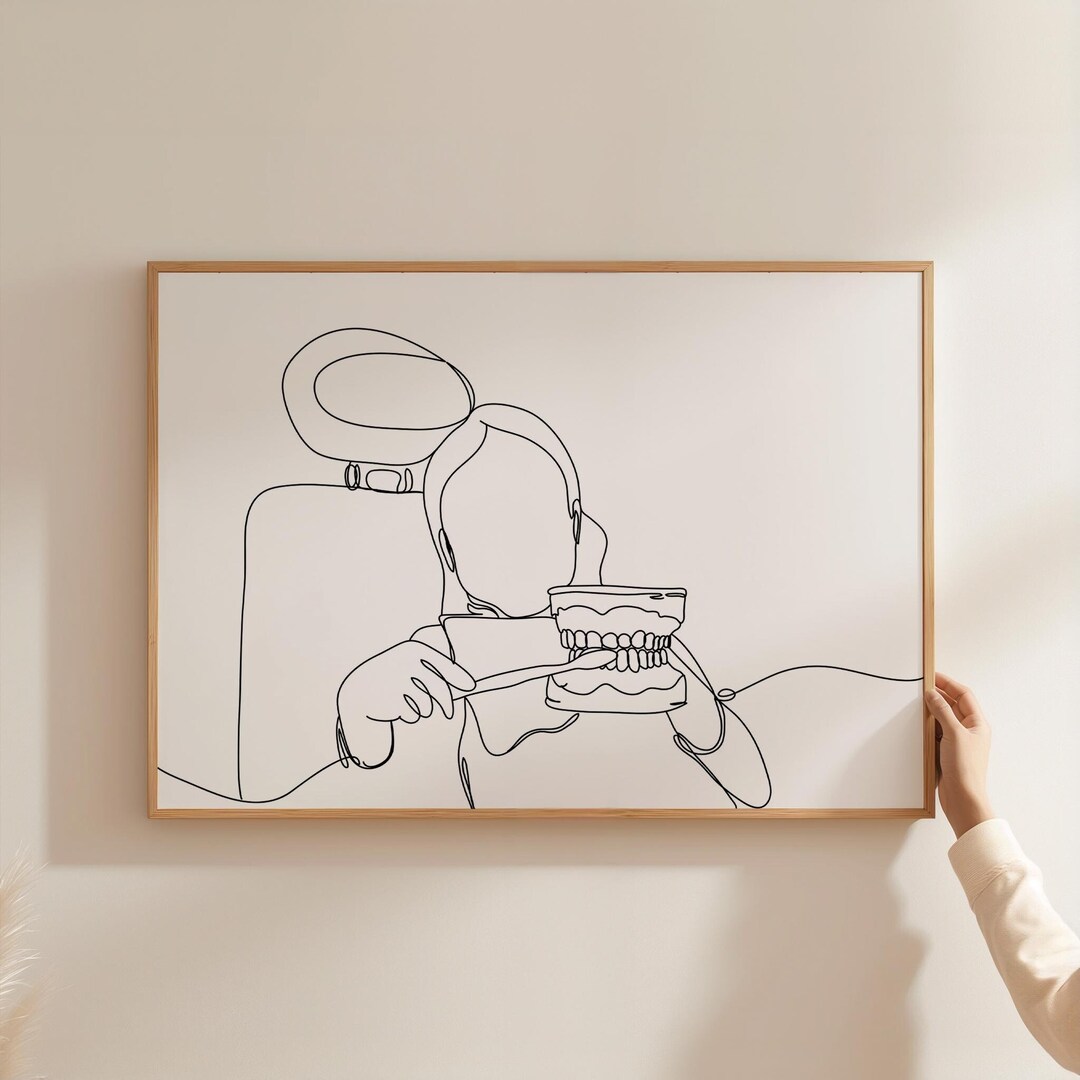 Minimalist Kid Dentist Line Art, Digital Download, Pediatric Dentistry ...