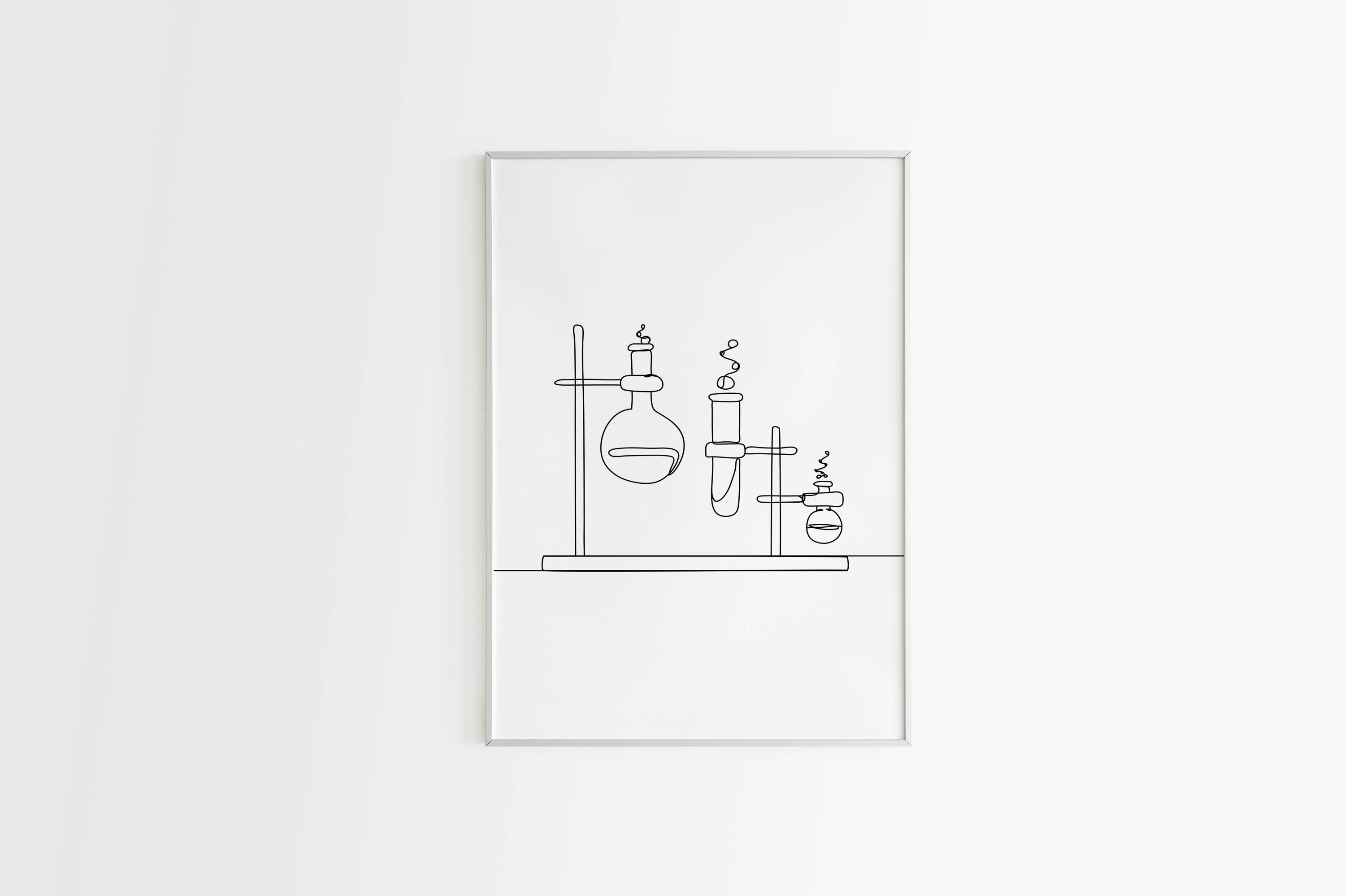 Minimalist Science Lab Line Art, Flask Poster, Digital Download ...
