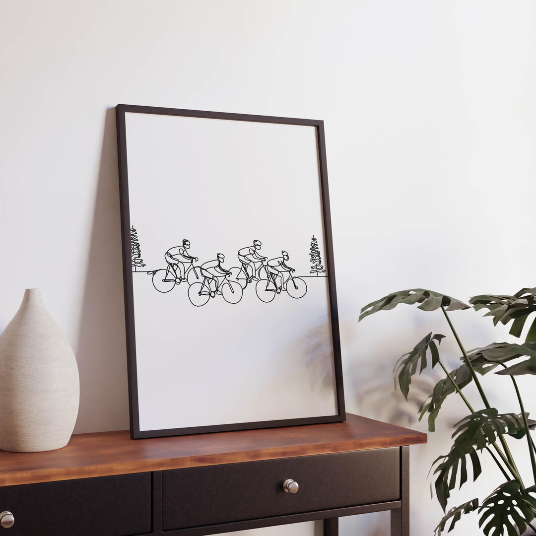 Minimalist Cyclist Line Art, Biking Wall Art, Digital Download, Road ...