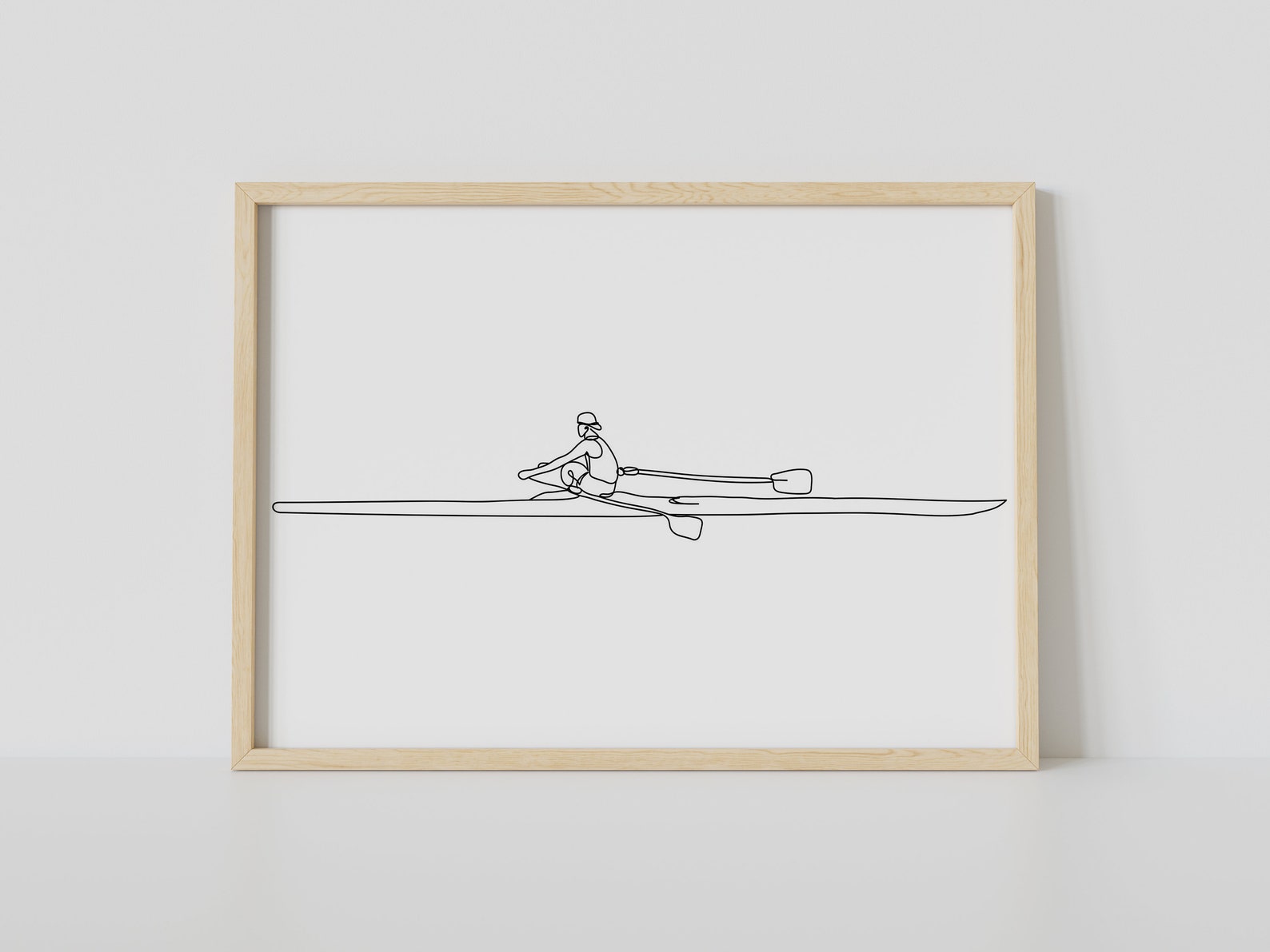 Minimalist Rowing Boat Line Art, Water Sport Printable, Rower Poster ...