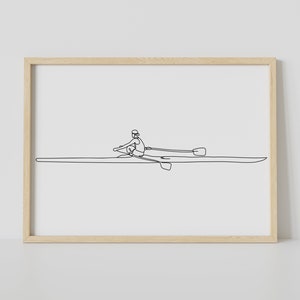 Minimalist Rowing Boat Line Art, Water Sport Printable, Rower Poster ...