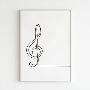 Minimalist Note Line Art Print, Music One Line Drawing, Wall Art ...