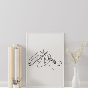 Minimalist Violin Line Art, Digital Download, Stringed Music Print - Etsy