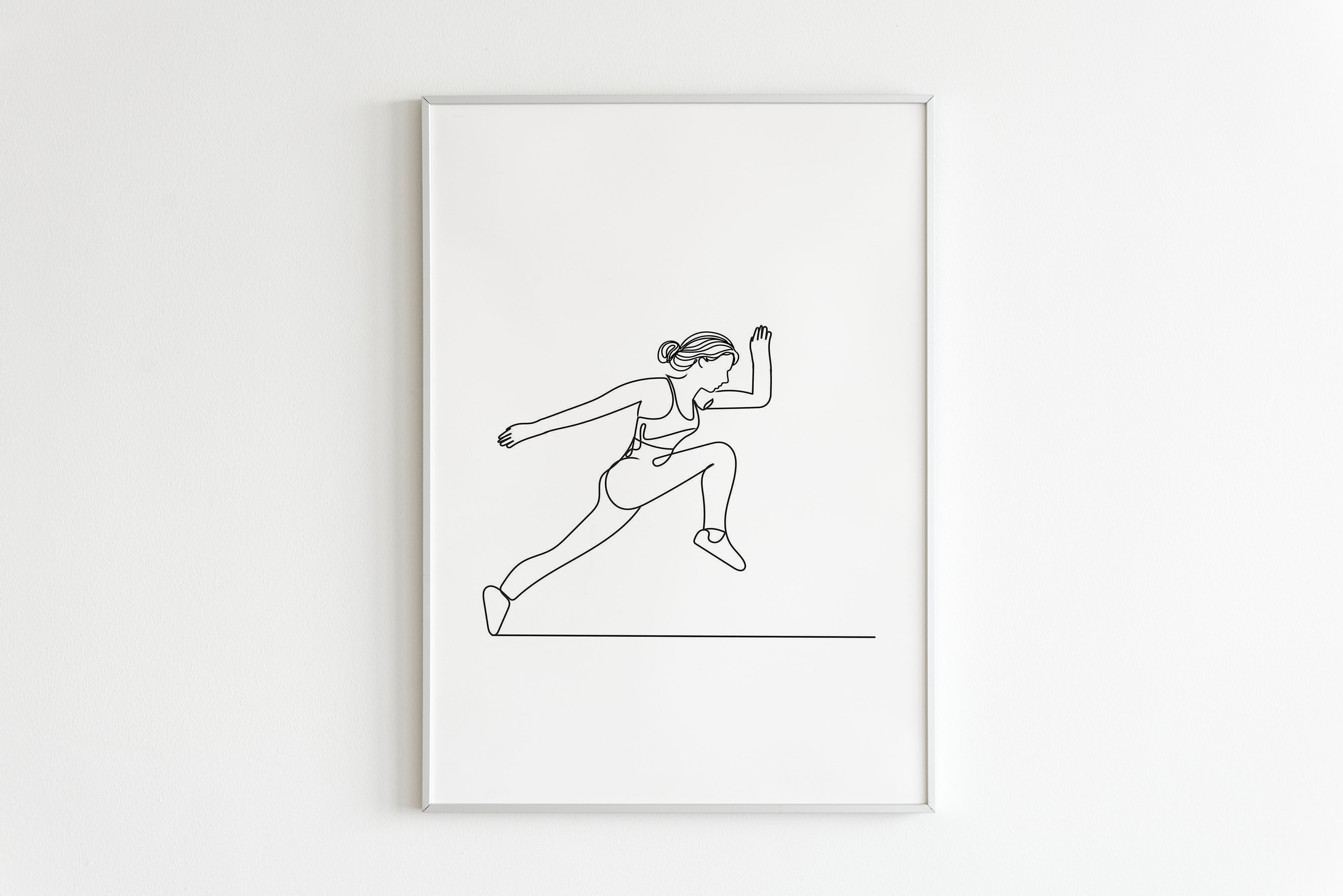 Minimalist Running Line Art, Digital Download, Sport Print, Female ...