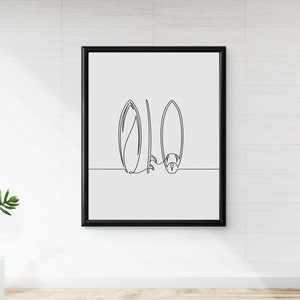 Minimalist Surfboard Set Line Art, Surfboard Printable, Digital ...