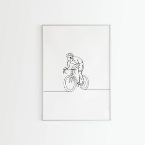 Minimalist Cyclist Line Art, Biking Wall Art, Digital Download, Bike ...