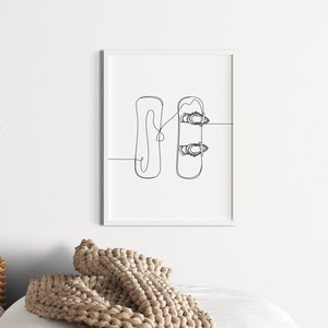 Minimalist Snowboard Line Art Print, Winter Sports Wall Art, Digital ...