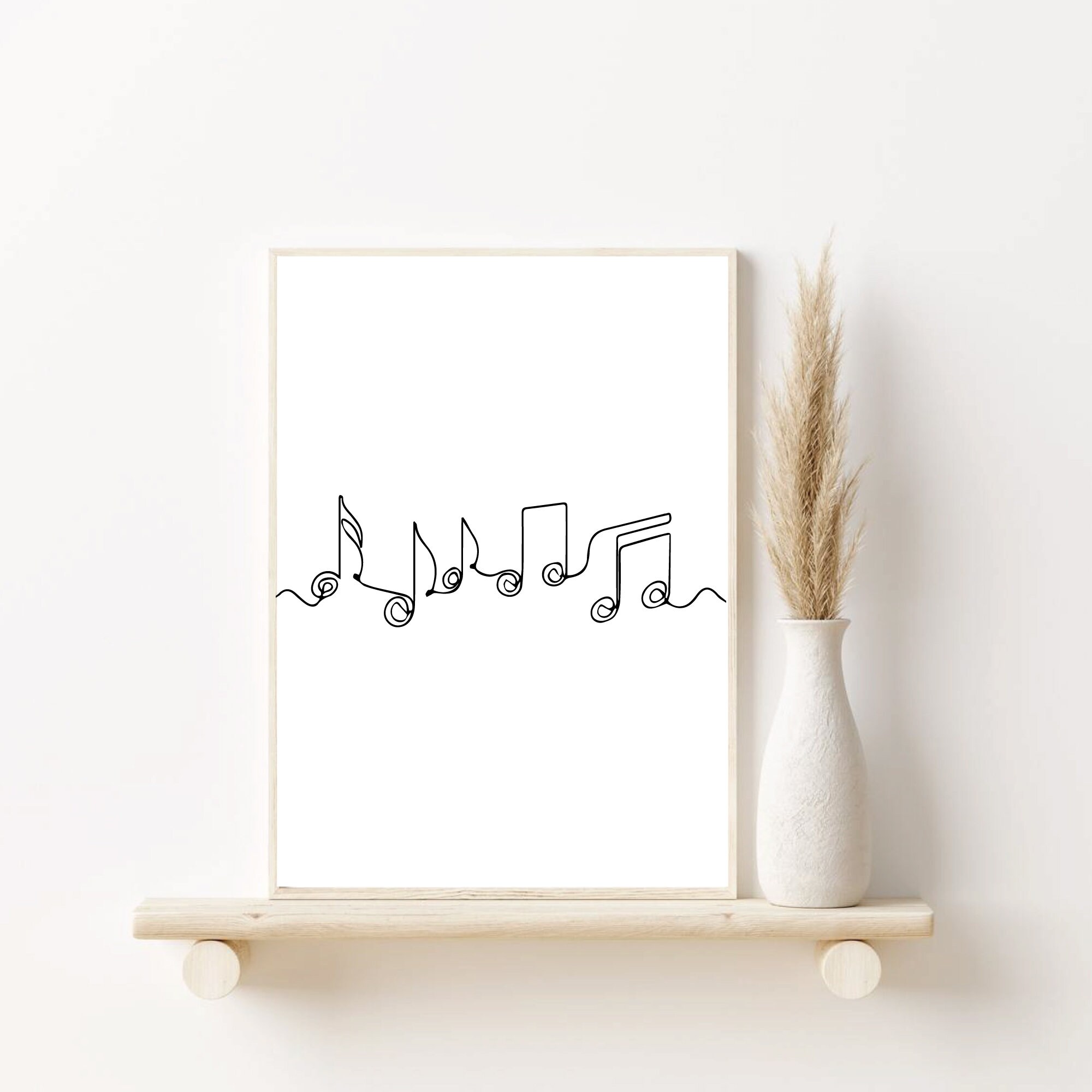 Minimalist Music Poster, Note Line Art Print, Digital Download, Bedroom ...