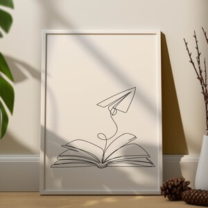 Minimalist Book Line Art, Digital Download, Books Outline Drawing ...