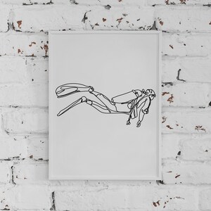 Minimalist Scuba Diving Line Art, Digital File, Water Sport Printable ...