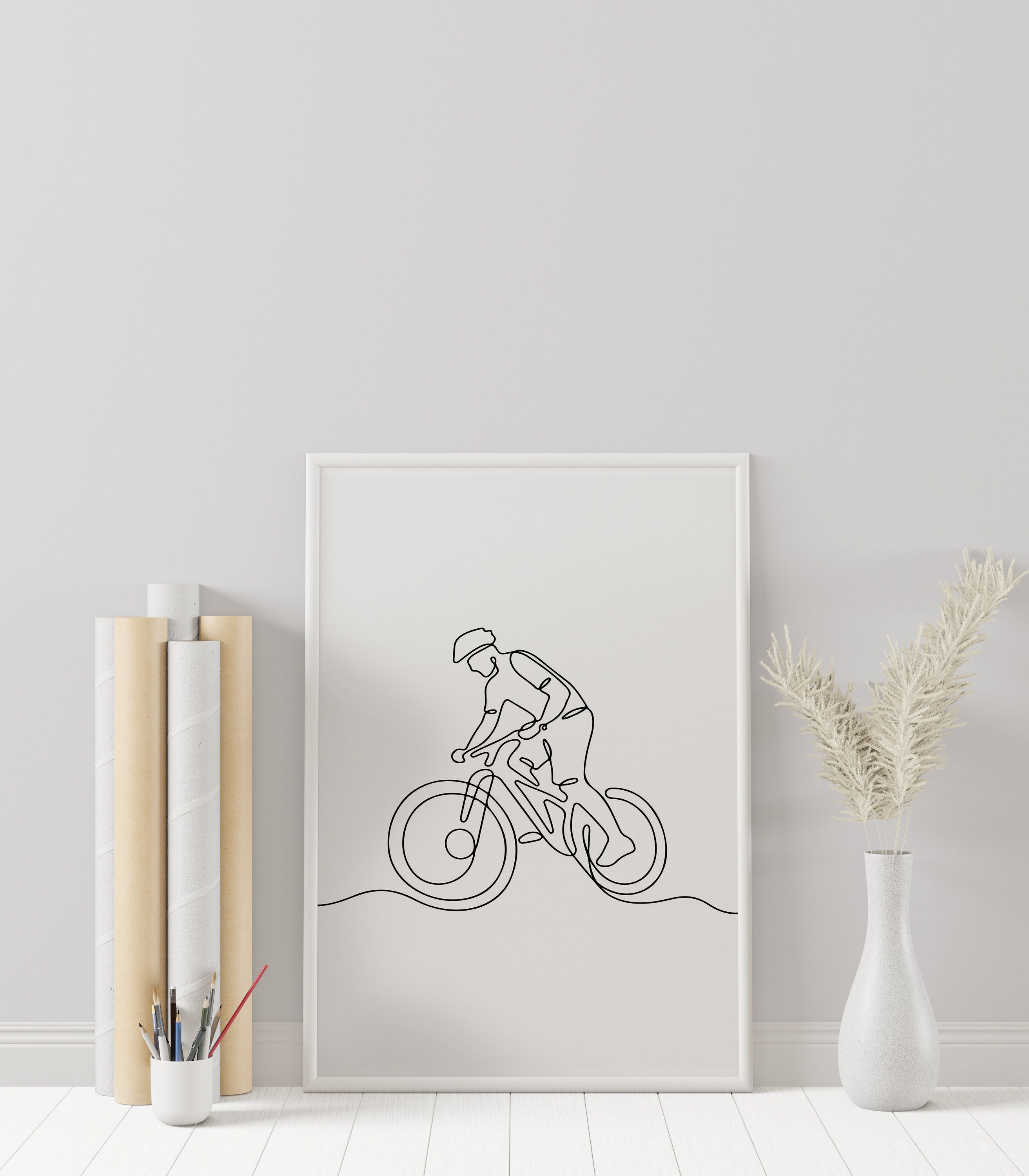 Cyclist Line Art Minimalist Biker Wall Digital Download - Etsy UK