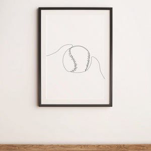 Minimalist Baseball Ball Line Art, Digital Download, Sport Print ...