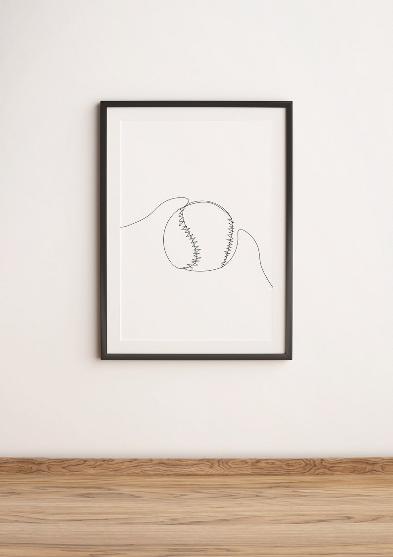 Minimalist Baseball Ball Line Art Digital Download Sport - Etsy