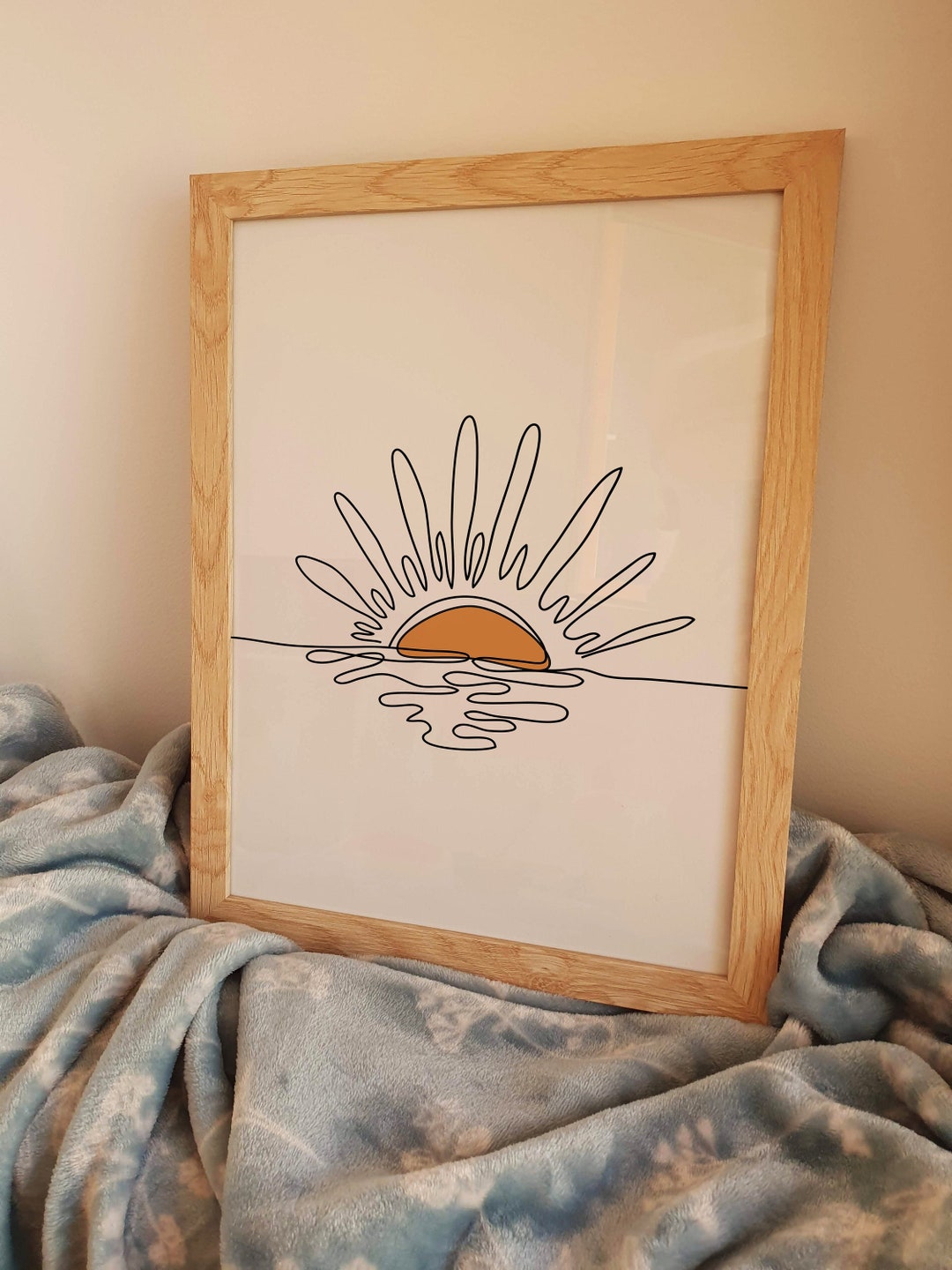 Minimalist Sunset Wave Artwork, Ocean Line Art, Digital Download ...