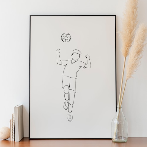 Minimalist Football Line Art Print Soccer Sport Wall - Etsy