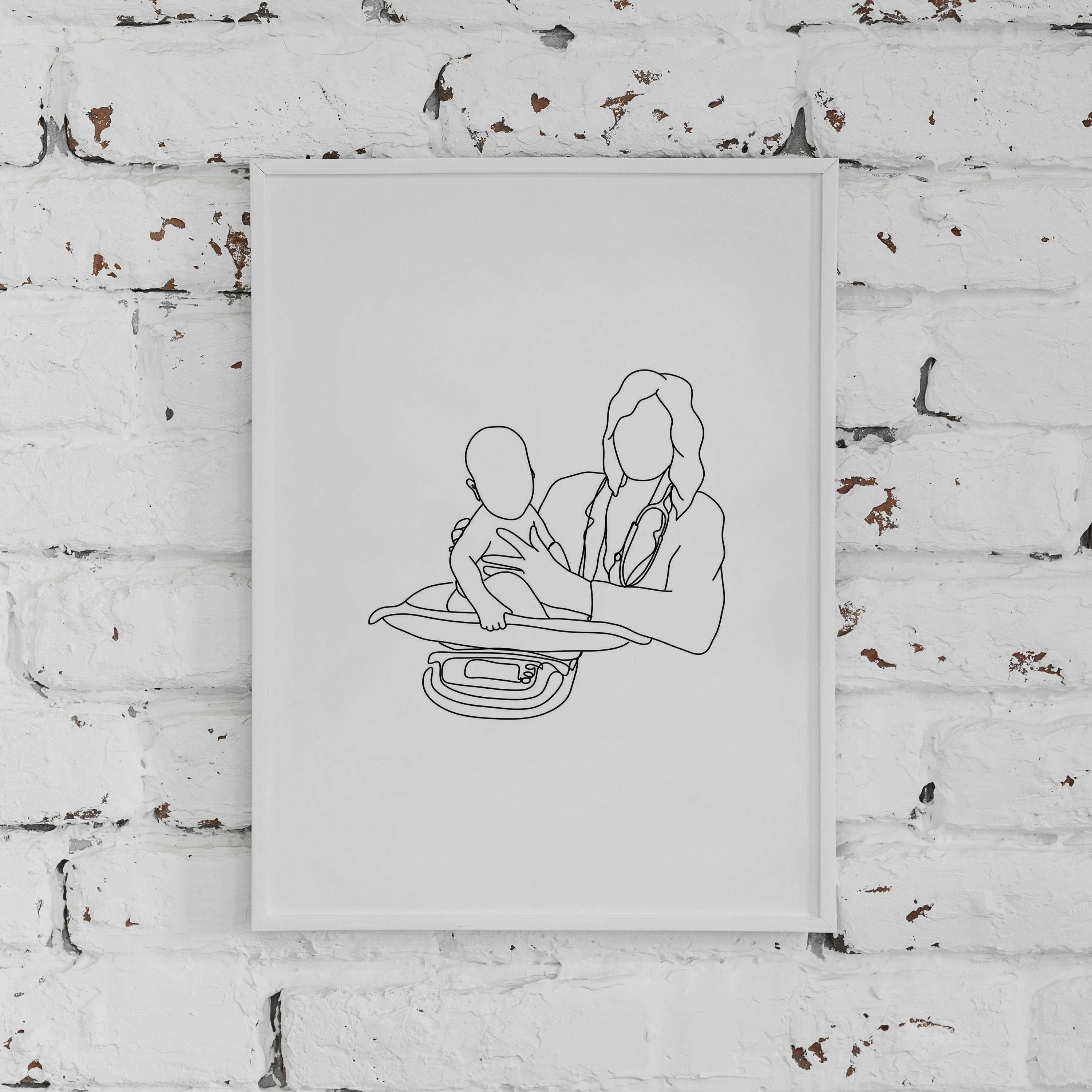 Minimalist Pediatric Line Art, Digital Download, Medical Artwork ...