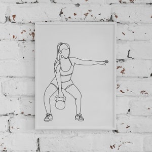 Fitness Line Art Poster, Minimalist Sport Printable, Digital Download ...