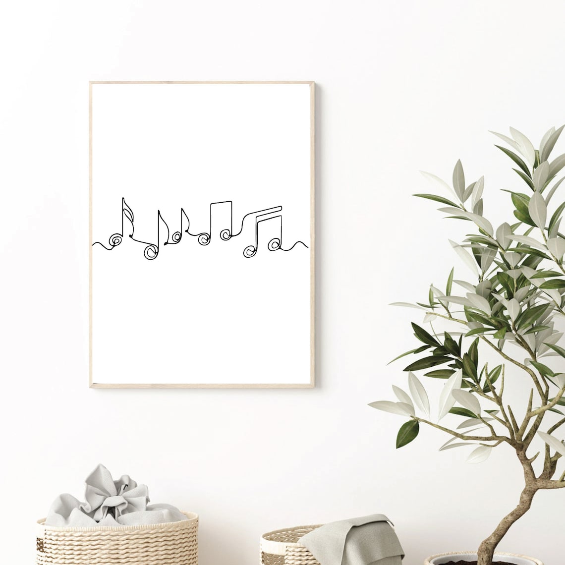 Minimalist music poster Note line art print Digital | Etsy