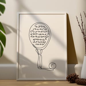 Minimalist Padel Tennis Line Art Print, Racket Sport Wall Art, Digital ...