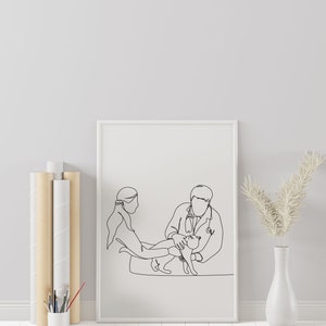 Veterinary Line Art, Vet Office, Clinic Decoration, Animal Hospital ...