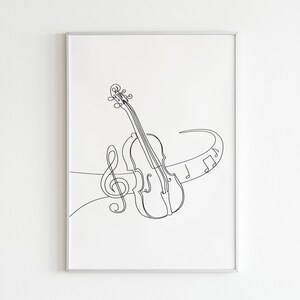 Minimalist Violin Line Art, Digital Download, Stringed Music Print ...