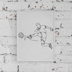 Minimalist Football Line Art Print, Soccer Poster, Sport Wall Art ...
