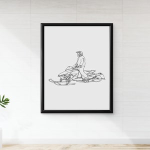 Snowmobile Drawing, Minimalist Line Art, Digital Download, Sport Sketch ...