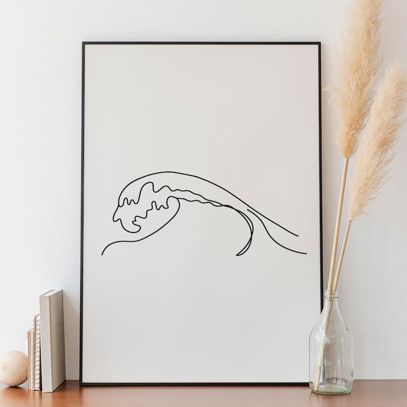 Wave Line Drawing - Etsy