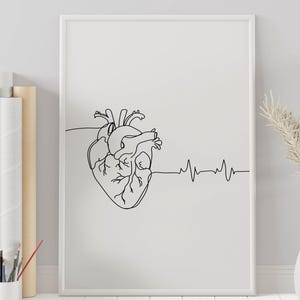 Minimalist Cardiologist Line Art, Digital Download, Physician Print ...