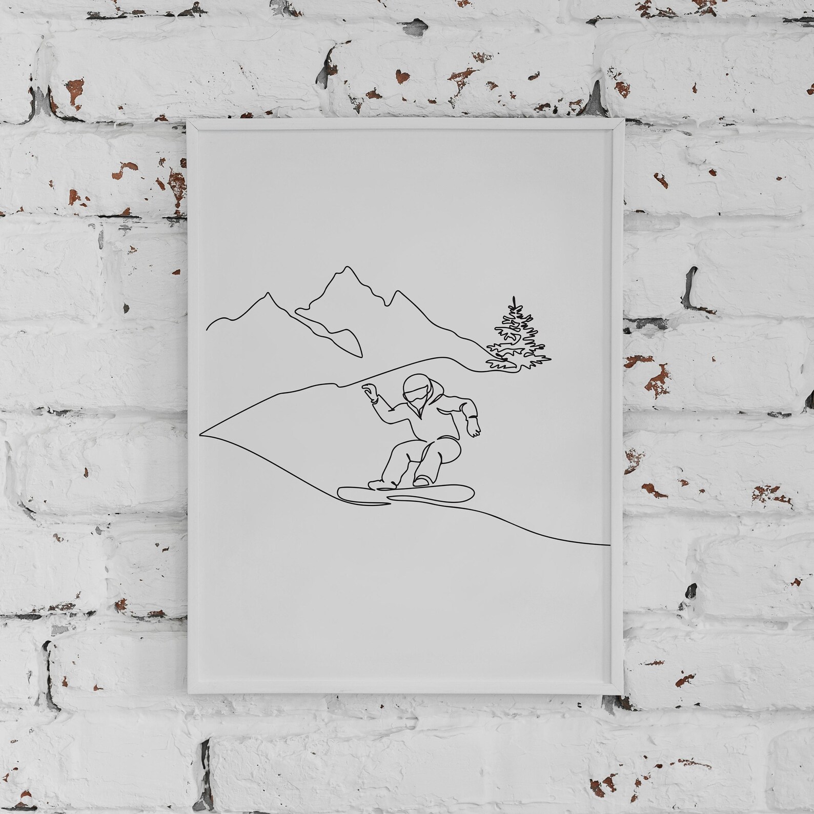 Minimalist Snowboard Line Art Print Winter Sport Wall Art - Etsy